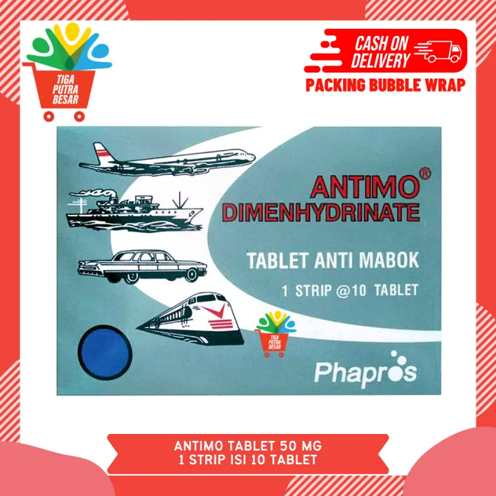 ANTIMO 1 STRIP ISI 10 TABLET / MENGATASI PUSING AKIBAT PERJALANAN ...