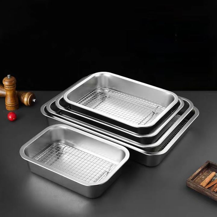 Rectangle Bake BBQ Pan Kitchen Bakeware Stainless Steel 304 Baking ...