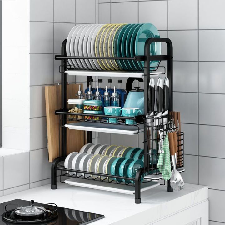 Kitchen Dish Rack 2 and 3 Tier Layer with Accessories Drainer Organizer ...