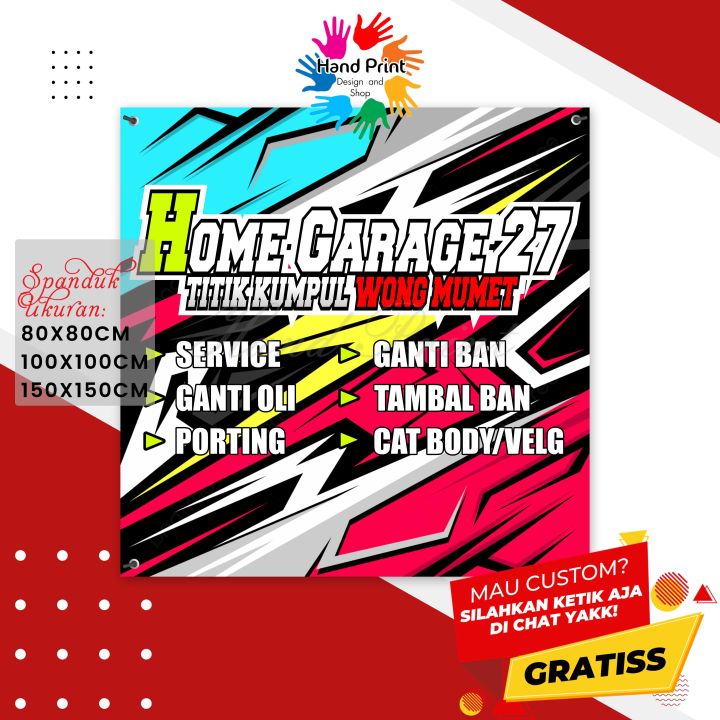 Cetak Spanduk Banner Home Garage Bengkel Racing Pink Biru MMT Spanduk ...