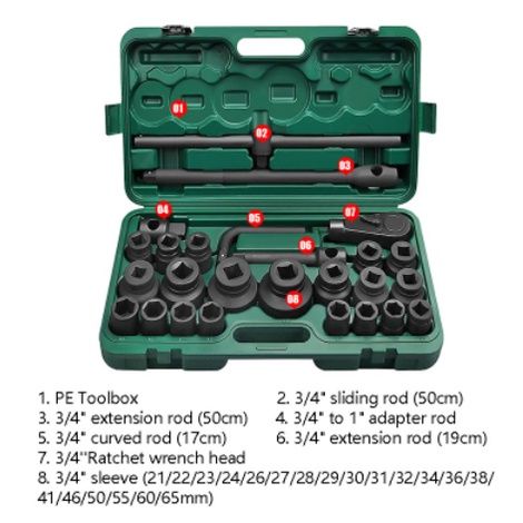 【Ready stock】Drive impact socket kit, 3/4"-1" Driver Deep Impact Socket ...