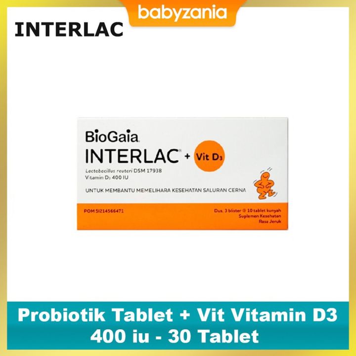 Interlac Probiotik Tablet + Vit Vitamin D3 400 iu - 30 Tablet | Lazada Indonesia