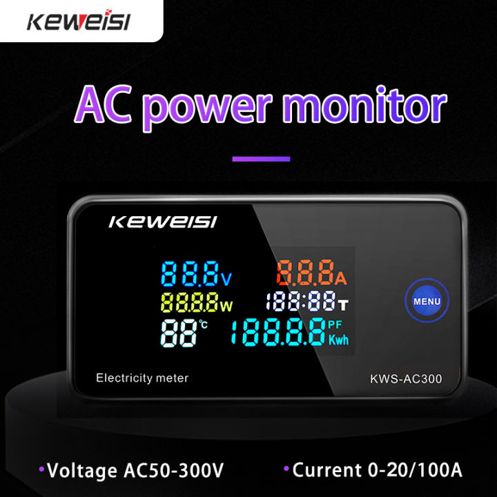 KWS-AC300 Voltage Tester Voltmeter AC 50-300V Power Energy Meter LED ...