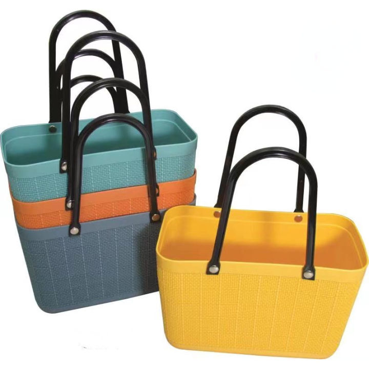 【hot spot】Plastic Hand Basket Shopping Bag Picnic Basket Storage Bag ...