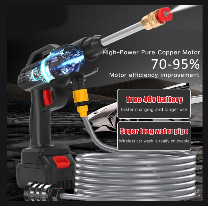 Cordless Pressure Washer With 48V Lithium Battery Rechargeable Car Wash ...