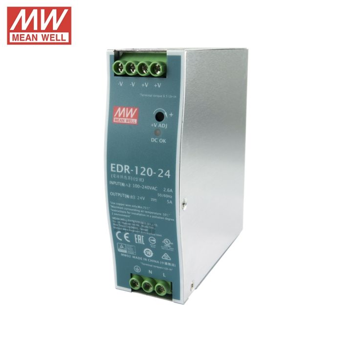 EDR-120-24 | MEAN WELL DIN Rail Switching Power Supply 24V 5A 120W | Lazada.co.th