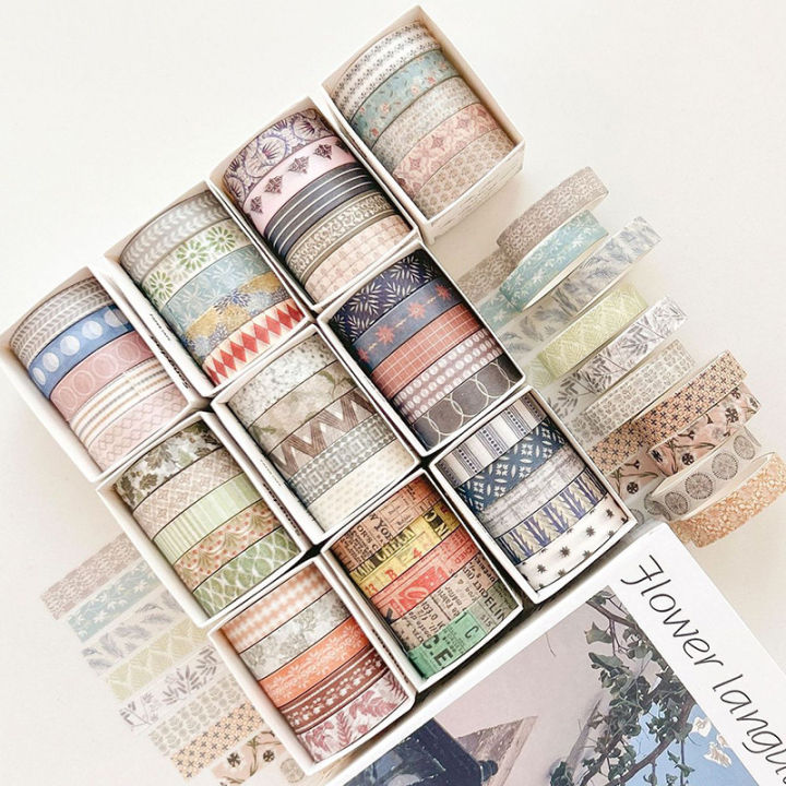 5 Rolls Boxed Vintage Passing Time Series Washi Tape Scrapbook Diary ...