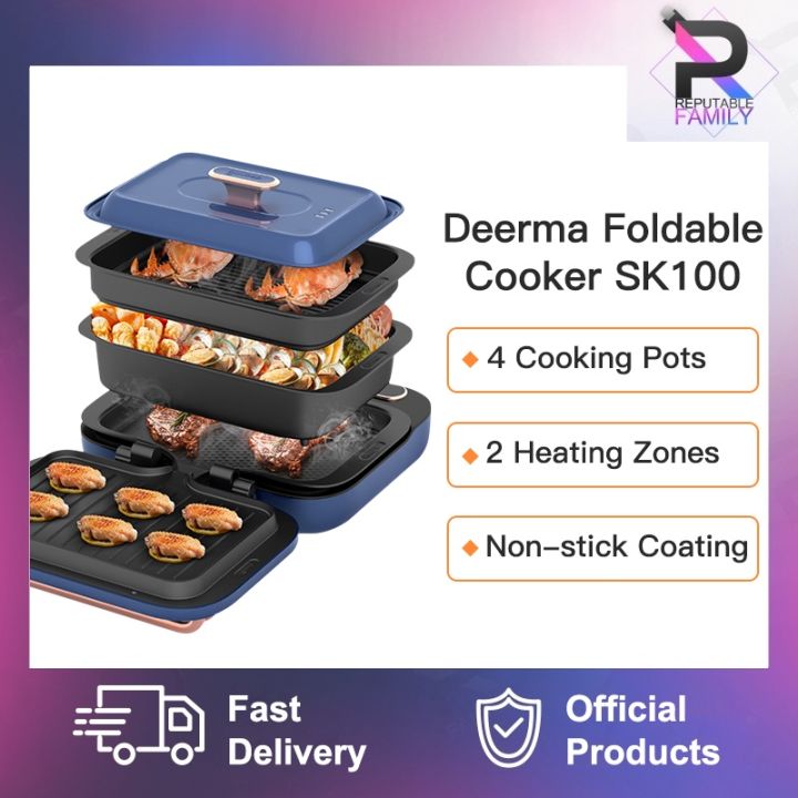 3L Deerma SK100 Multifunction Foldable Cooking Pot NonStick Frying Pan ...