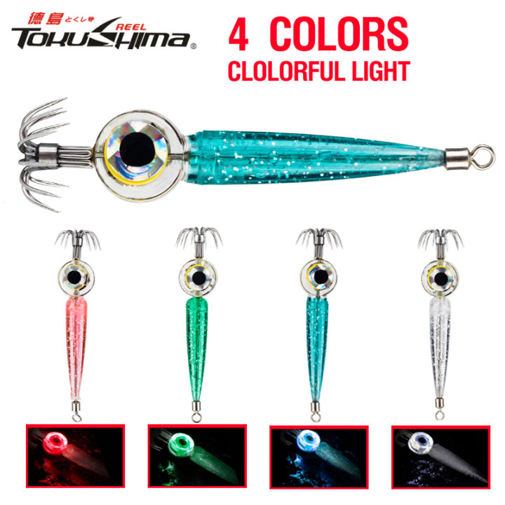 1PC Squid Jig Hooks Deep Sea LED Light 4 Color Led Squid Bait Hook Eye ...