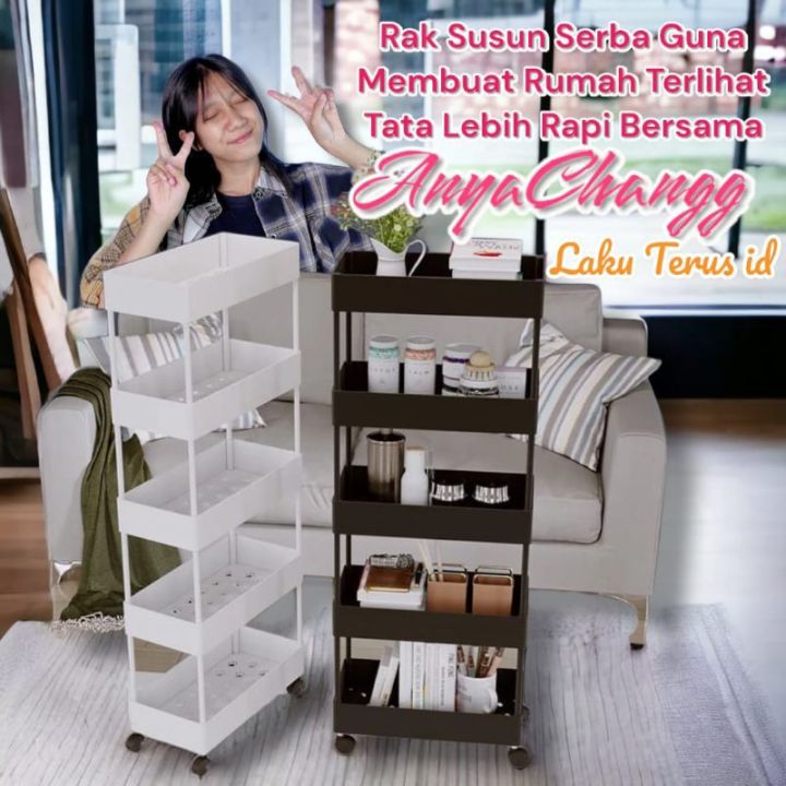 LT Rak Susun Serbaguna 4 Tingkat Dengan Roda Rak Kamar Mandi Bahan ...