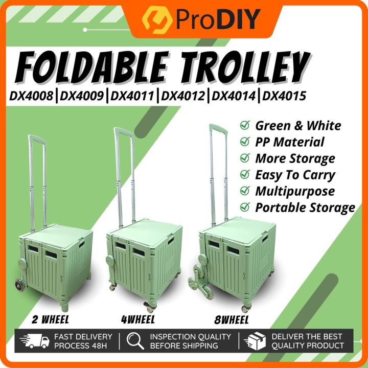 Foldable Trolley Wheel Storage Plastic Adjustable Hand Handle Compact ...