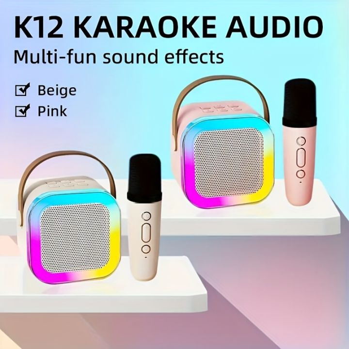 K1 /K12ลำโพงบลูทูธแบบพกพาพร้อมไมโครโฟนไร้สาย1-2ใหม่ไมค์คาราโอเกะเครื่องเล่นเพลงสำหรับผู้ใหญ่และ ...