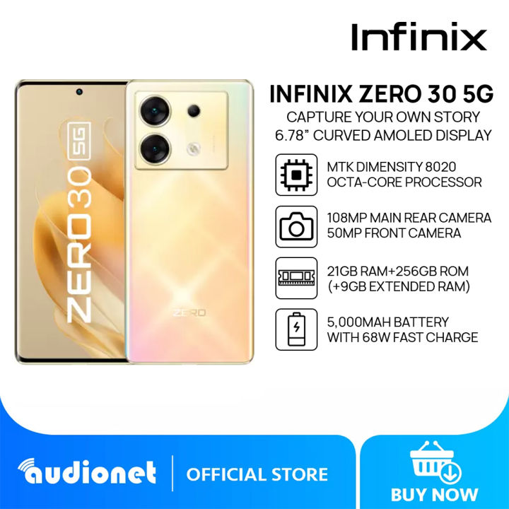 Infinix Zero 30 5G Smartphone | 21GB (12+9GB Extended) RAM + 256GB ROM | MTK Dimensity 8020 | 6. ...