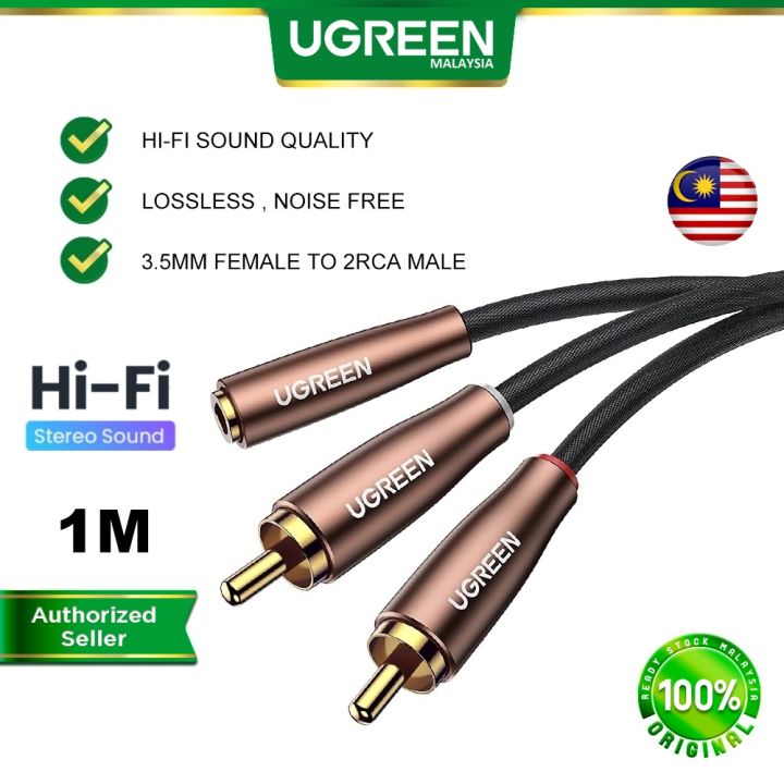 UGREEN 2RCA Cable 3.5mm Female to 2 RCA Male Stereo Audio Adapter Hi-Fi ...