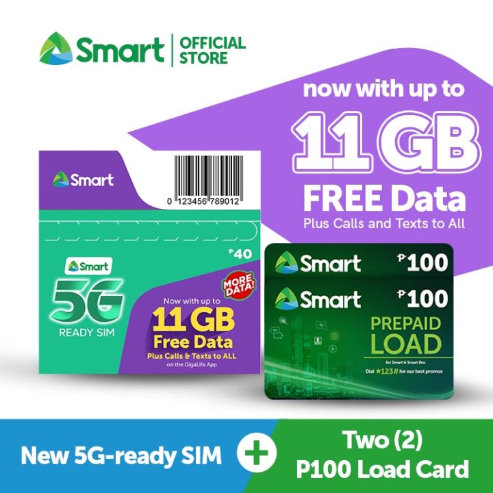 SMART Prepaid SIM with Load+11GB free data | Lazada PH