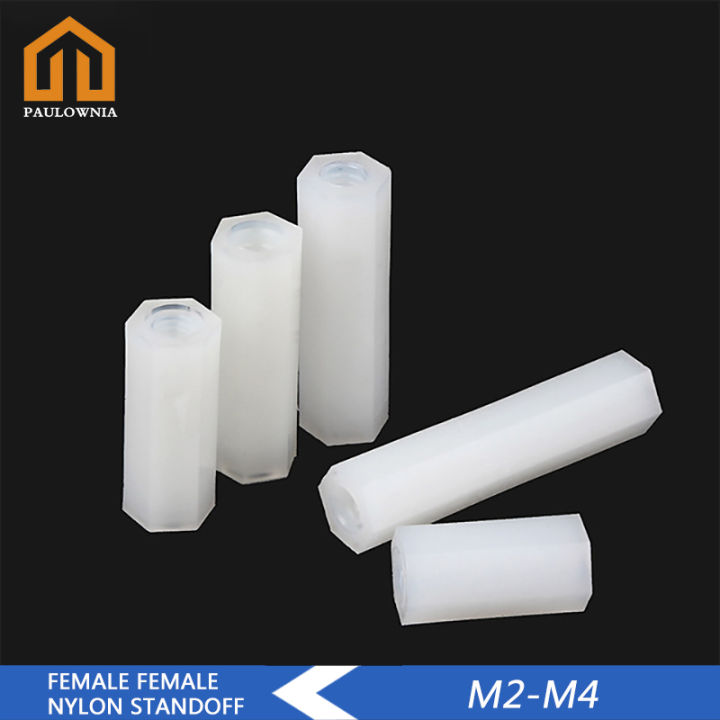 M2 M2.5 M3 M4 White Hex Nylon Standoff Spacer Column Screw Flat Head ...