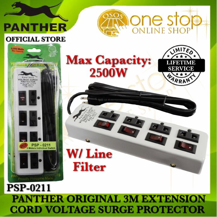 Panther Original Power Extension Cord Cable Wire with Voltage Surge ...