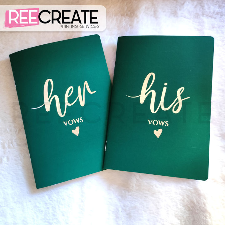 Wedding Vow Notebooks - 2 Notebook His & Her with gold or silver ...