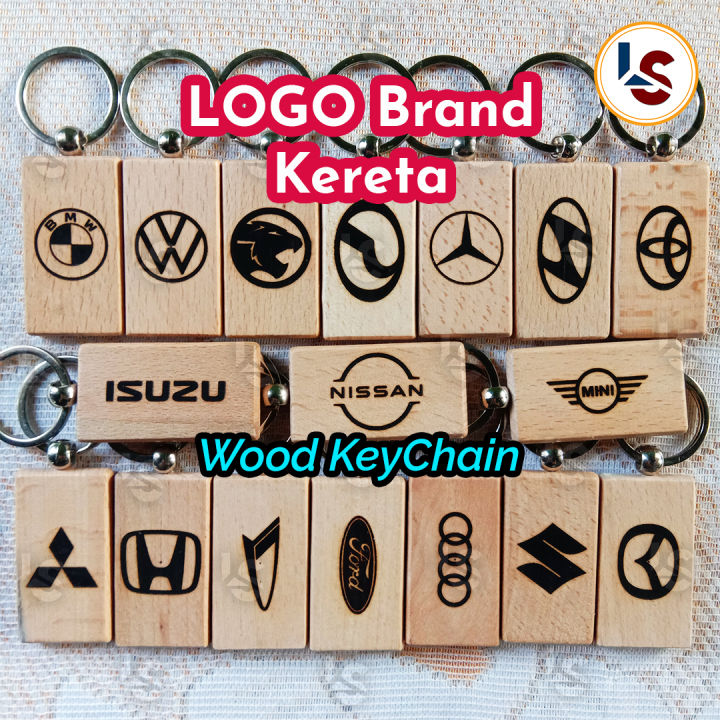 Car Brand Logo Kereta Wood Key Chain Laser Engraved | Size 55x31 mm ...