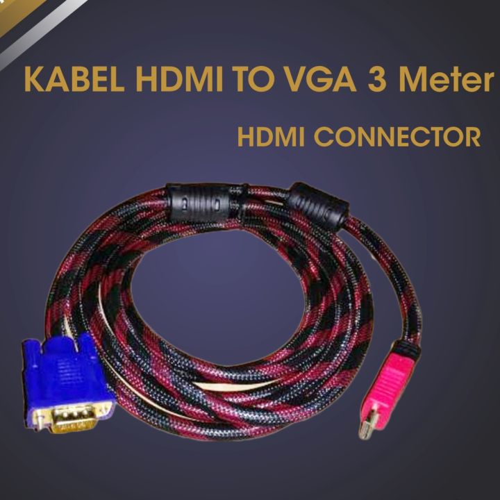Kabel Konektor Hdmi to Vga 3meter untuk TV Komputer Projector PS ...