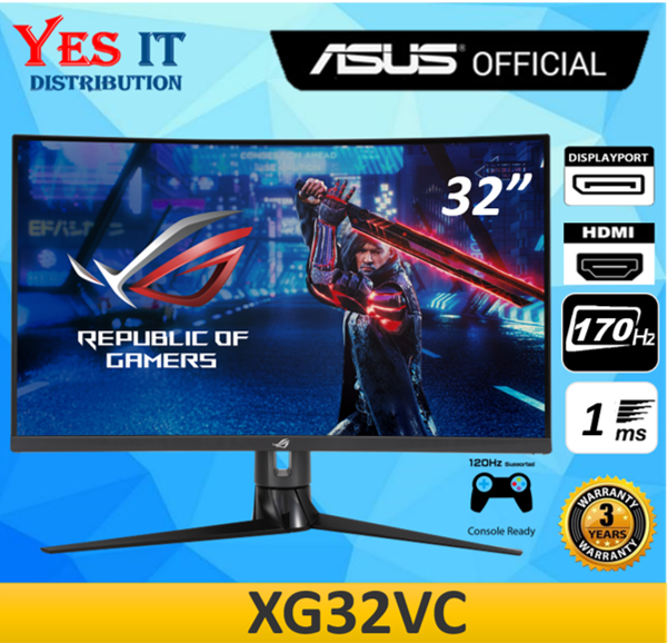ASUS ROG STRIX XG32VC 31.5" WQHD 2K 170HZ 1MS FREESYNC HDR400 CURVE ...