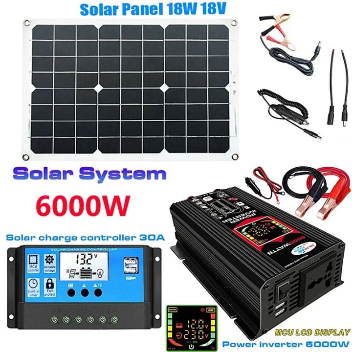 110/220V Solar Power System 18W Solar Panel Battery Charge 30A ...