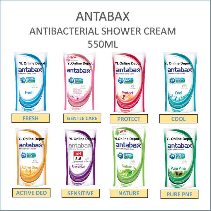 Antabax Antibacterial Shower Cream Body Wash Shampoo Gel (550ml Refill ...
