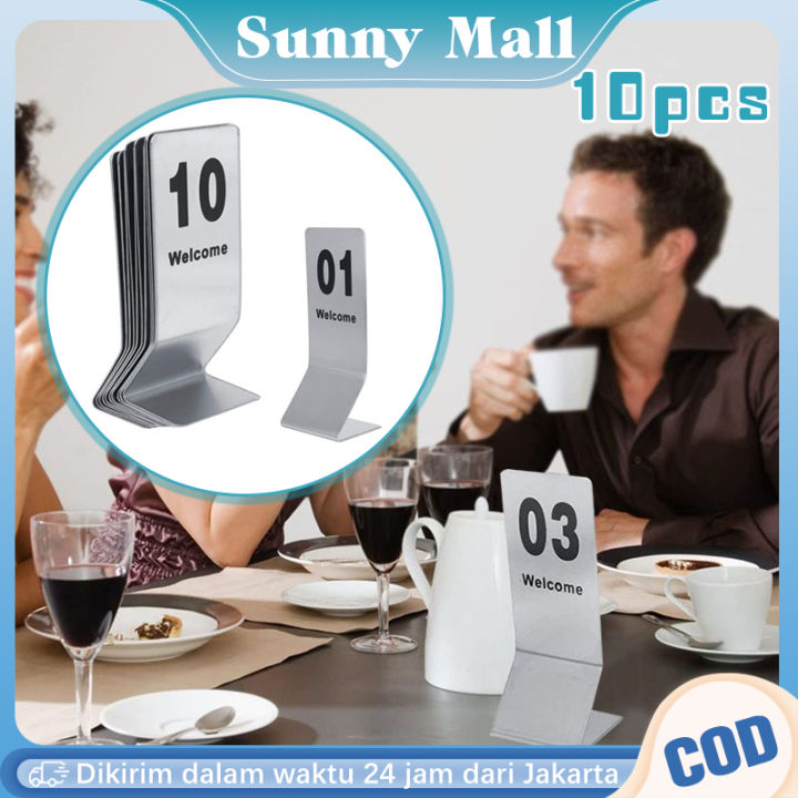 Nomor 1-10 Nomer Meja Cafe 10pcs Nomor Meja Stainless Nomor Meja ...