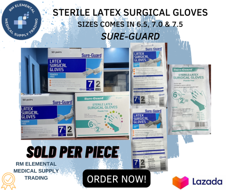 STERILE LATEX GLOVES SURE-GUARD per piece | Lazada PH