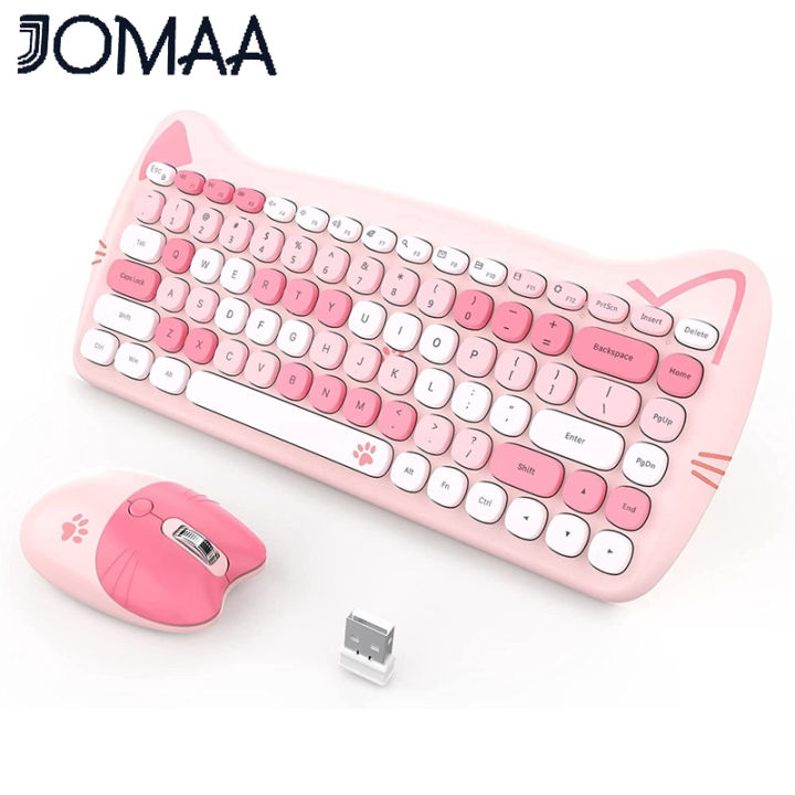 joa & mofii meow colors cute mini 2.4g wireless keyboard and mouse set ...