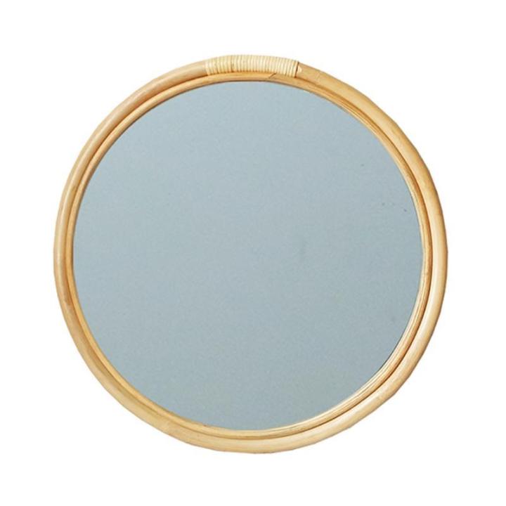 Rattan Circle Wall Mirror 16 Inch Round Dressing Mirror for Entryways ...