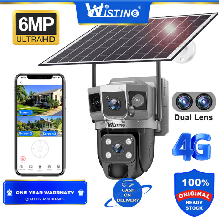 Wistino V380 Pro Solar 4G IP Camera CCTV 8MP Two Lens Three Screen Auto Tracking Outdoor 4K ...