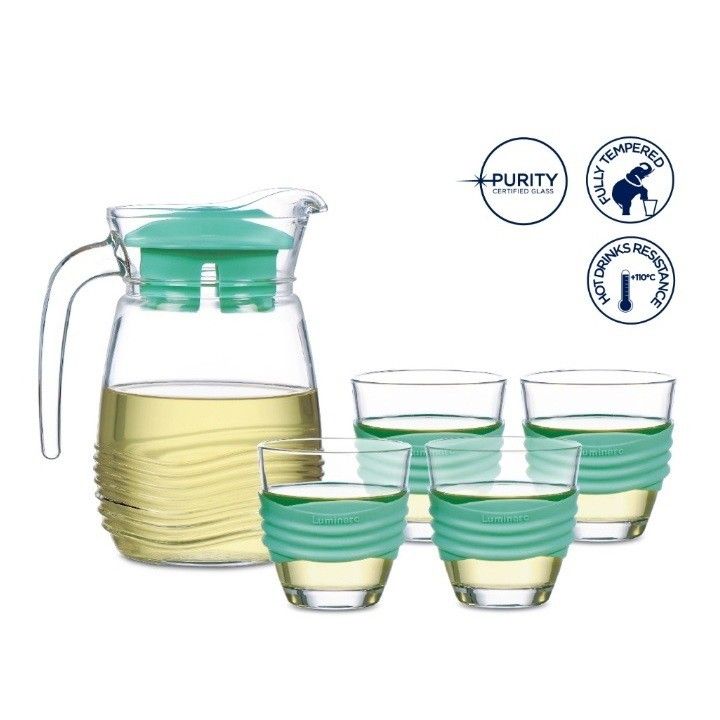 LUMINARC 5PC COASTLINE WATER SET MINT GREEN // JUG SET JAG AIR KACA ...