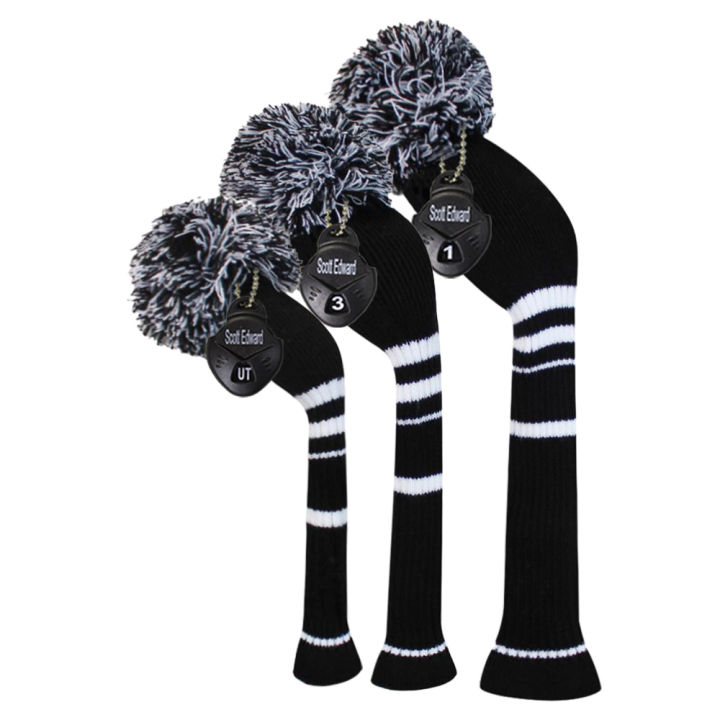 Scott Edward Golf Head Covers 3Pcs, Double Layers Elastic Knit Yarn ...
