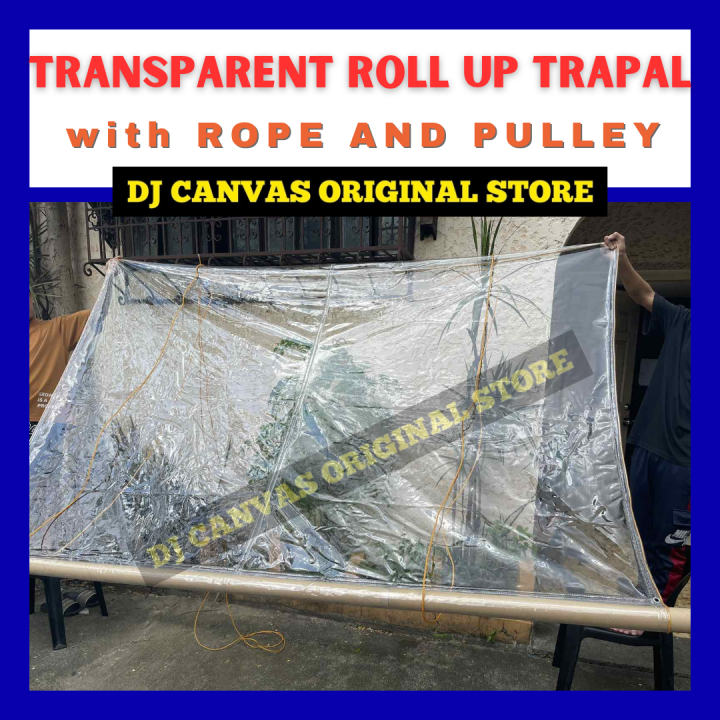 4FT X 8FT COMPLETE SET WITH PULLEY AND ROPE TRANSPARENT ROLL UP TRAPAL ...