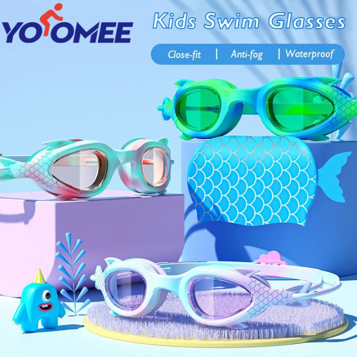 Yoomee แว่นตาว่ายน้ำเด็กน่ารักลายการ์ตูนนางเงือกหมวกว่ายน้ำกันน้ำกัน ...