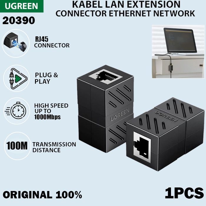 Ugreen Adapter Barel Utp Rj45 Lan Coupler Cat 7/Cat 6/Cat5 Konektor ...