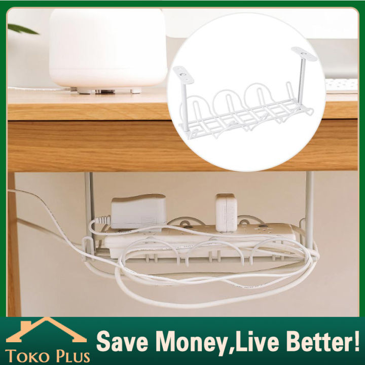 Rak Gantung Bawah Meja ABS Untuk Stop Kontak Colokan Kabel Cable Holder ...