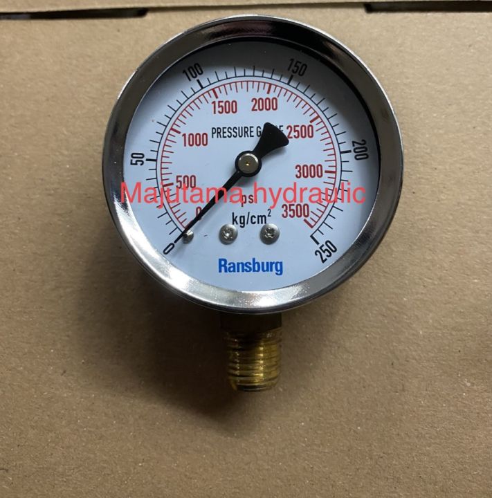Pressure gauge//manometer 2,5 inch 250 bar(kg/cm2)black steel Ransburg ...