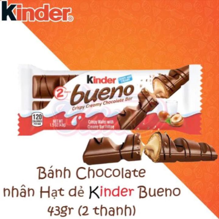 Bánh xốp phủ socola nhân hạt phỉ và sữa mịn Kinder Bueno Crispy Creamy ...