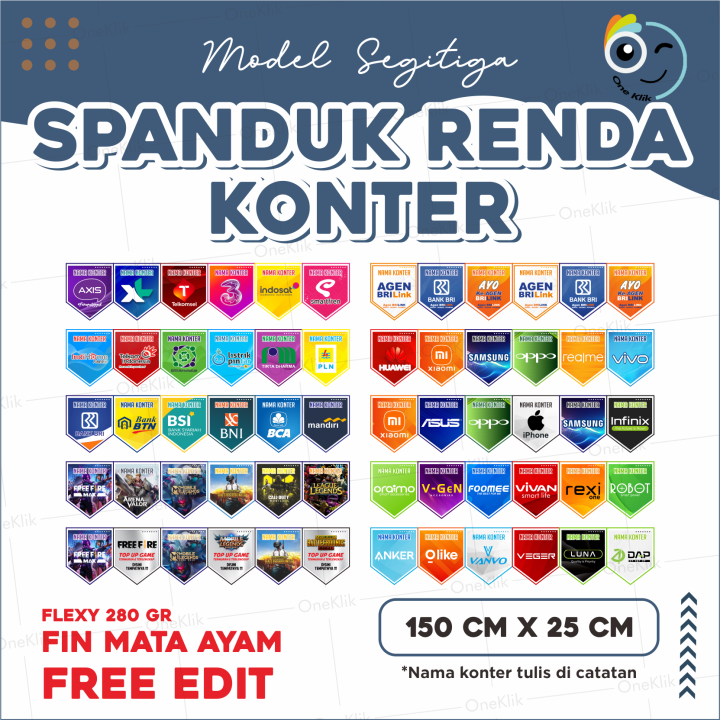 (Oneklik. 1) Flag Banner Renda Konter Segitiga / Spanduk Renda Konter- Spanduk Bendera Hiasan ...
