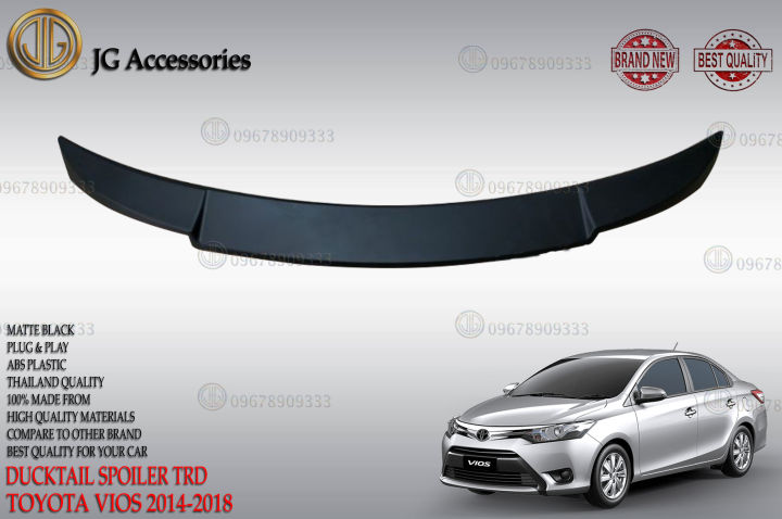 TOYOTA VIOS GENERATION 3 2014 2015 2016 2017 2018 DUCKTAIL SPOILER TRD ...