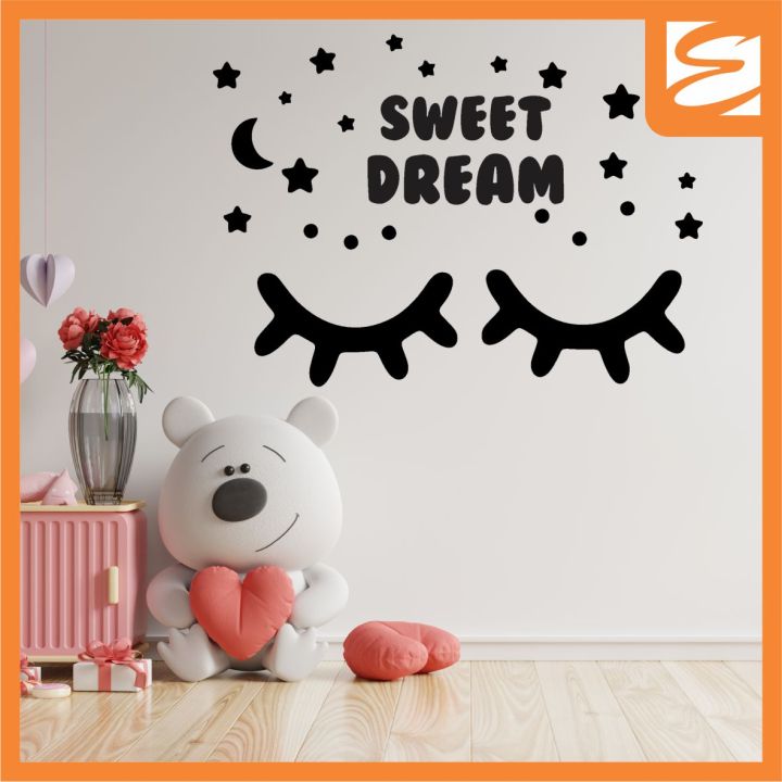 STIKER SLEEP EYES DINDING KAMAR TIDUR WALL STICKER DINDING BULU MATA ...