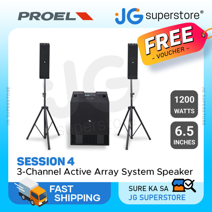 PROEL SESSION 4 1200W 3-Channel Class D Active Portable Vertical Array ...