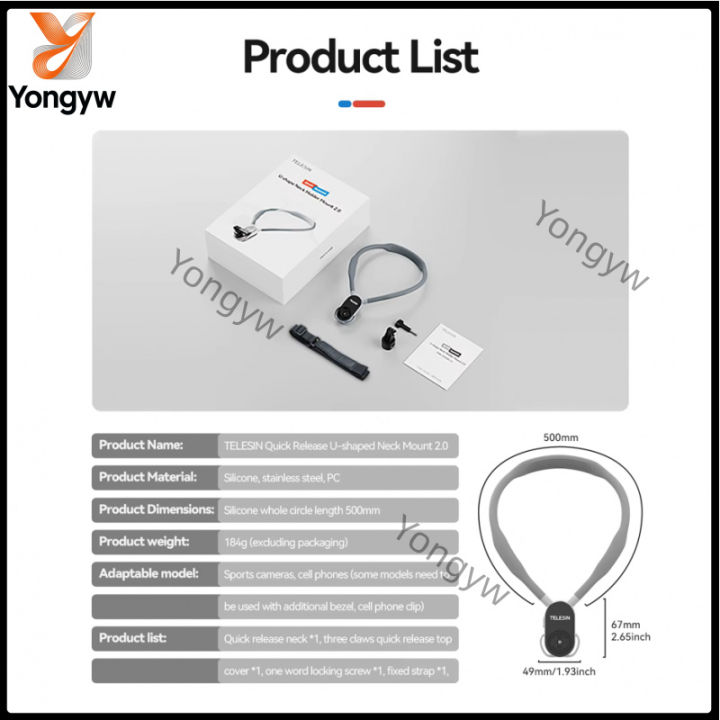 Yongyw. TELESIN Magnetic POV Neck Mount 2.0 Selfie Holder for Phone ...