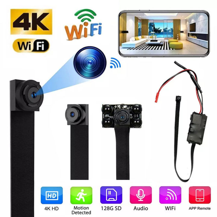 4K WIFI Wireless Mini Camera Infrared Night Vision Pinhole DIY Hidden ...