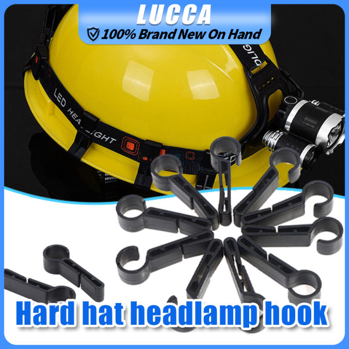 Safety Helmet Flashlight Clip Holder 10Pcs Lightweight Black Headlamp ...