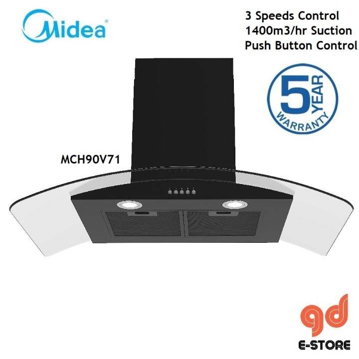 MIDEA 1400m3/hr Cooker Hood MCH-90V71 MCH90V71 | Lazada
