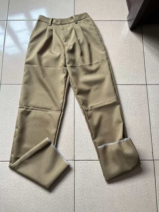 KHAKI PANTS FOR UNIFORM WITH BACK GARTER/PLEATS | Lazada PH