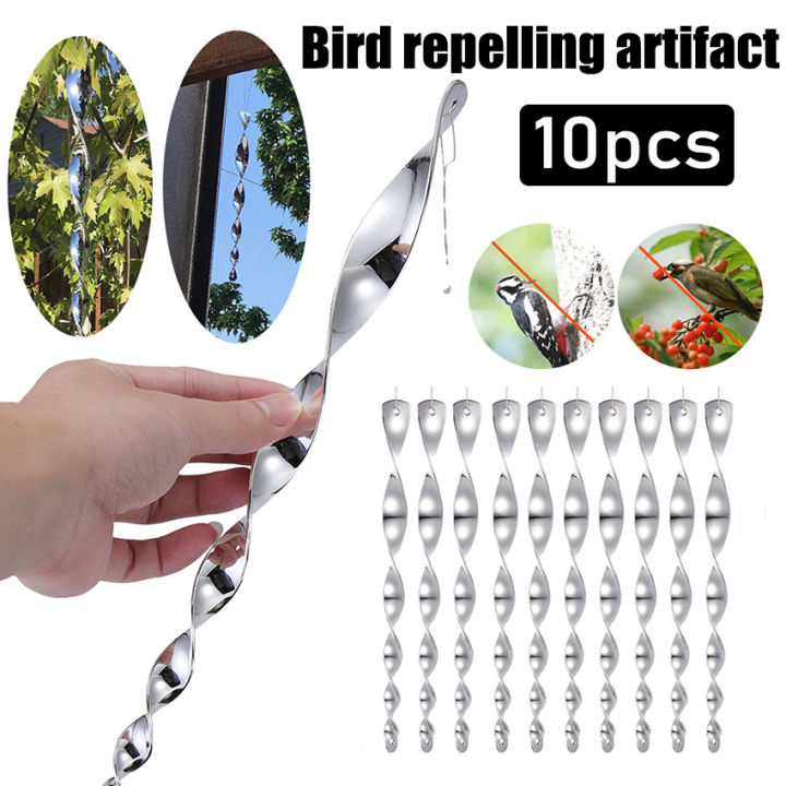 10 Pack Bird Repellent Reflective Scare Rods,Ornamental Spiral ...